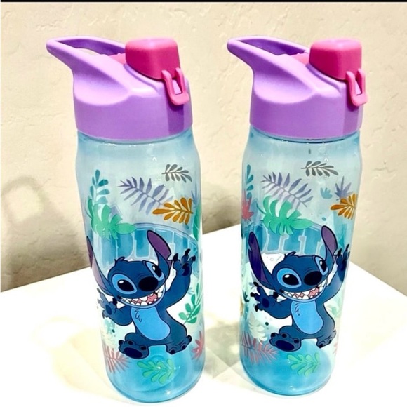 Disney | Dining | Disney Stitch Water Bottles With Fliptop Lids 2oz 2 ...